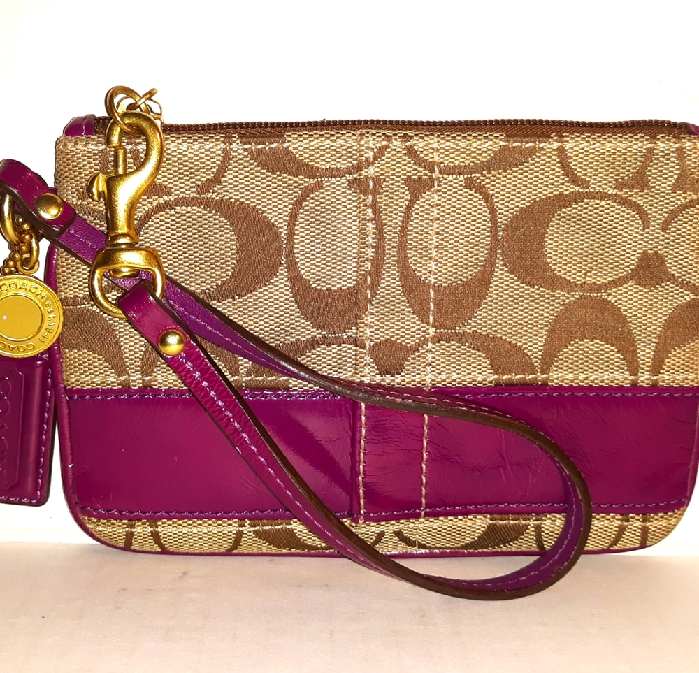 Rare 2008 Coach Legacy Purple Signature Stripe Wri - Gem